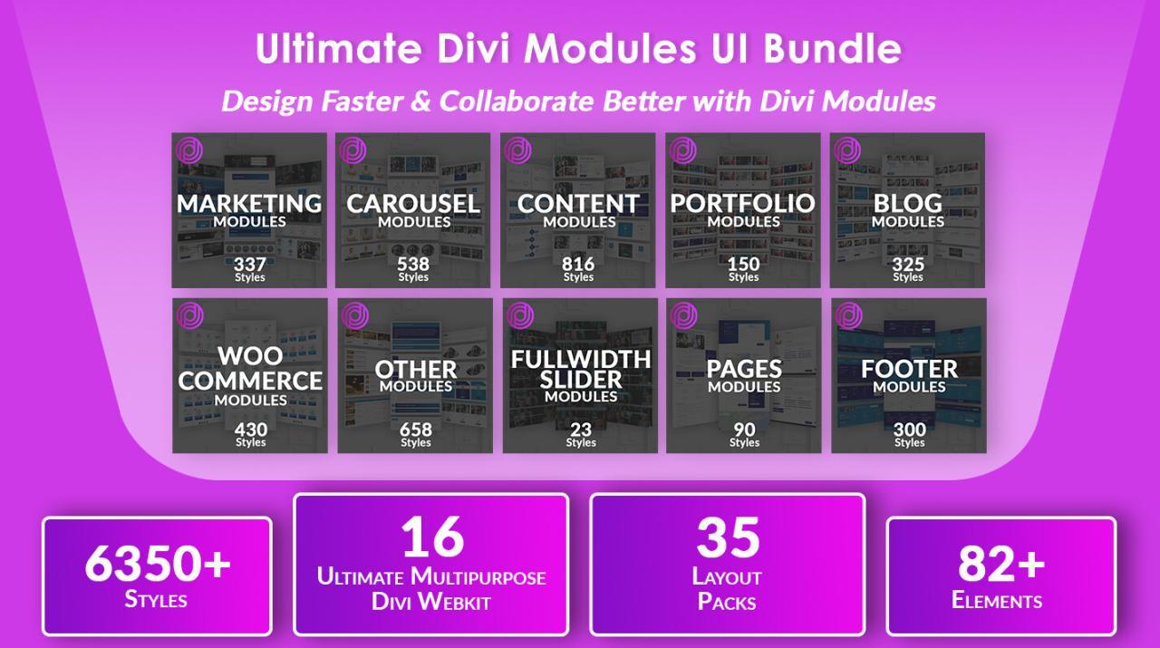 Ultimate Divi Modules UI Bundle - Find Popular Divi Layouts ,Sections